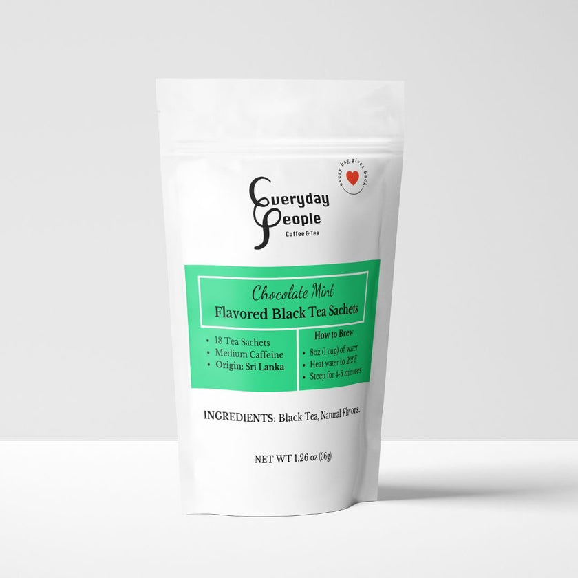 Chocolate Mint 18 Compostable Flavored Black Tea Sachets – Everyday ...